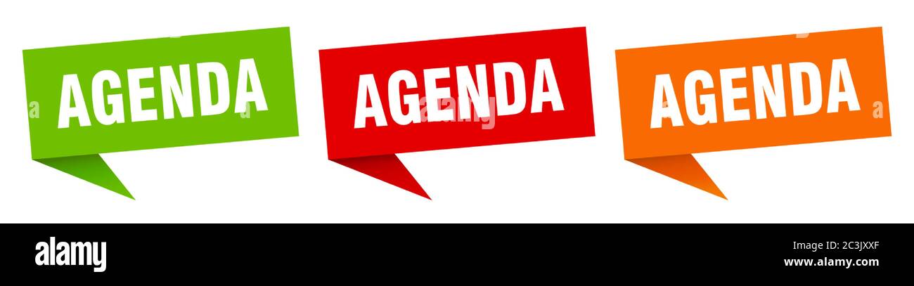 agenda banner. agenda speech bubble label set. agenda sign Stock Vector ...