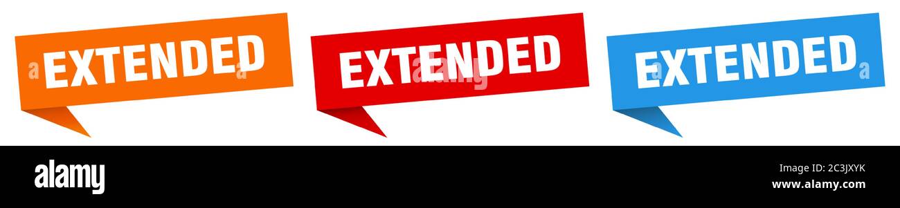 extended banner. extended speech bubble label set. extended sign Stock ...