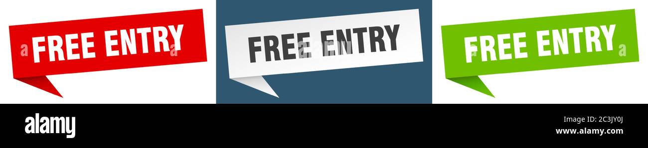 free entry banner. free entry speech bubble label set. free entry sign ...