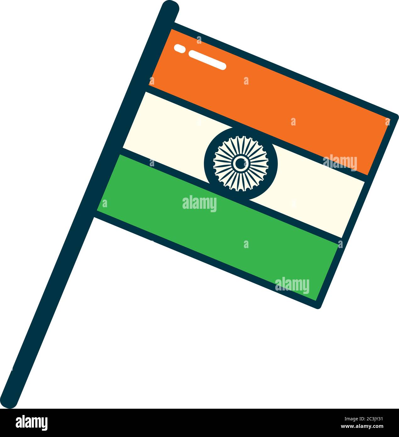 Indian flag line and fill style icon design, India culture travel and ...