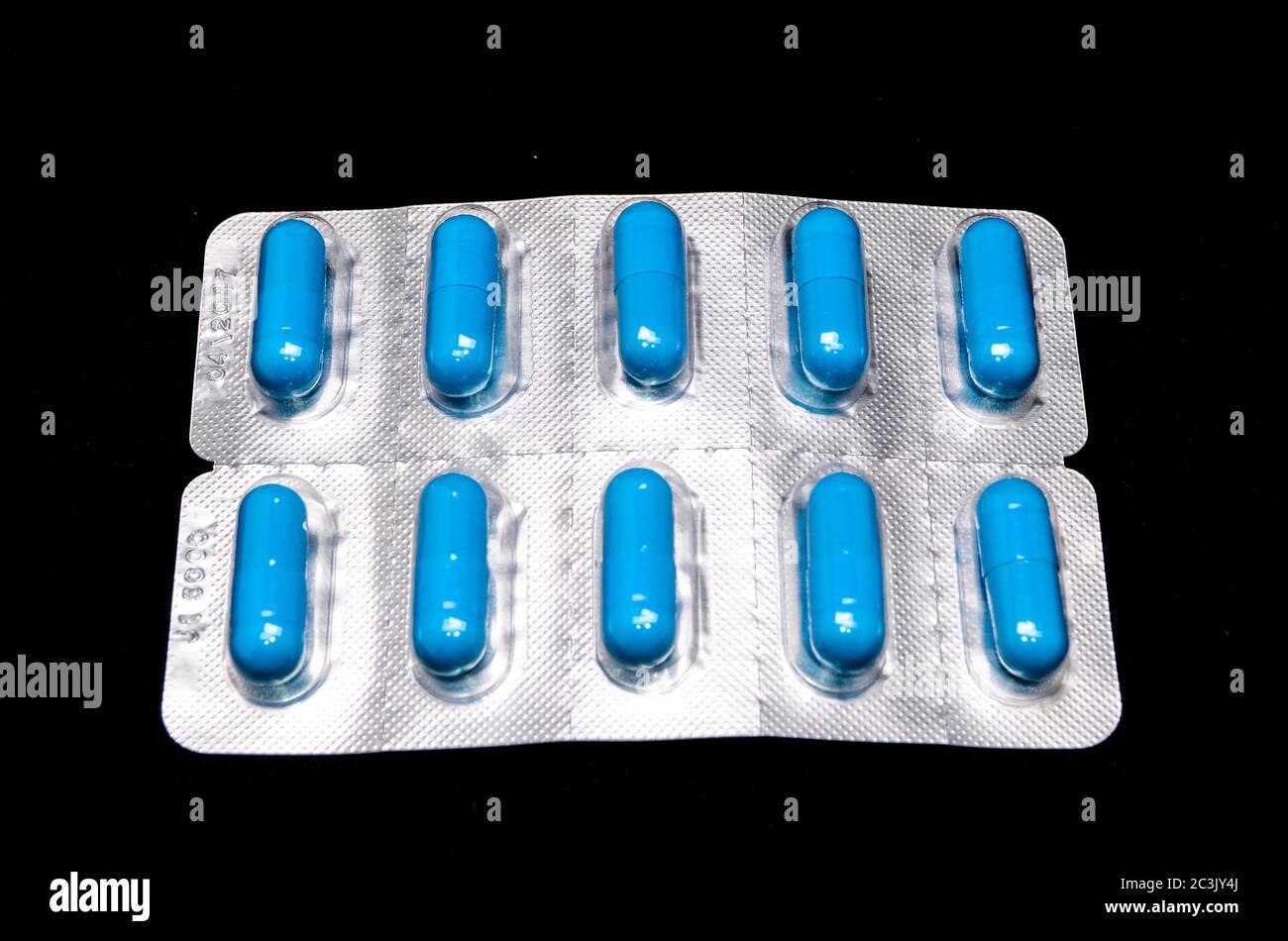 Blue Medication Capsules In Blister Pack Close-up Stock Photo - Alamy