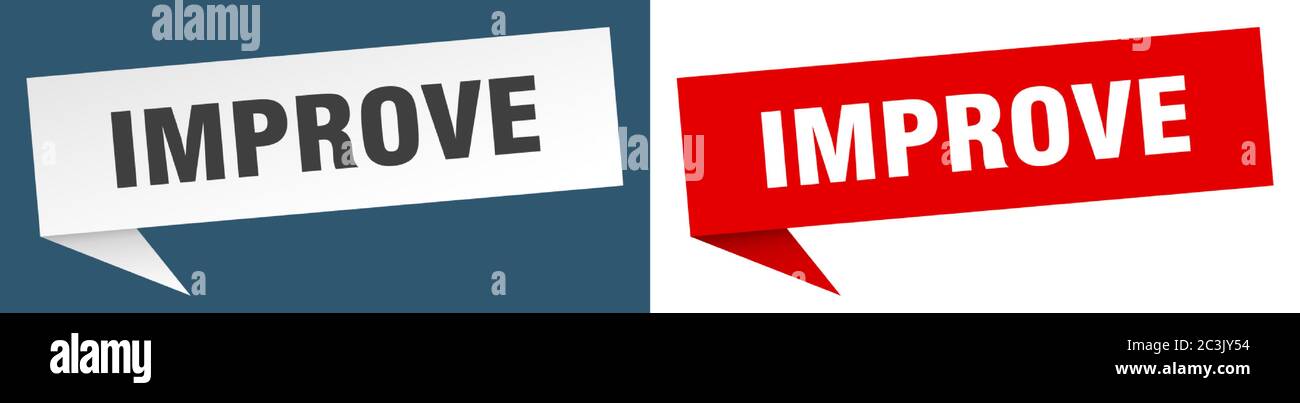 improve banner. improve speech bubble label set. improve sign Stock ...