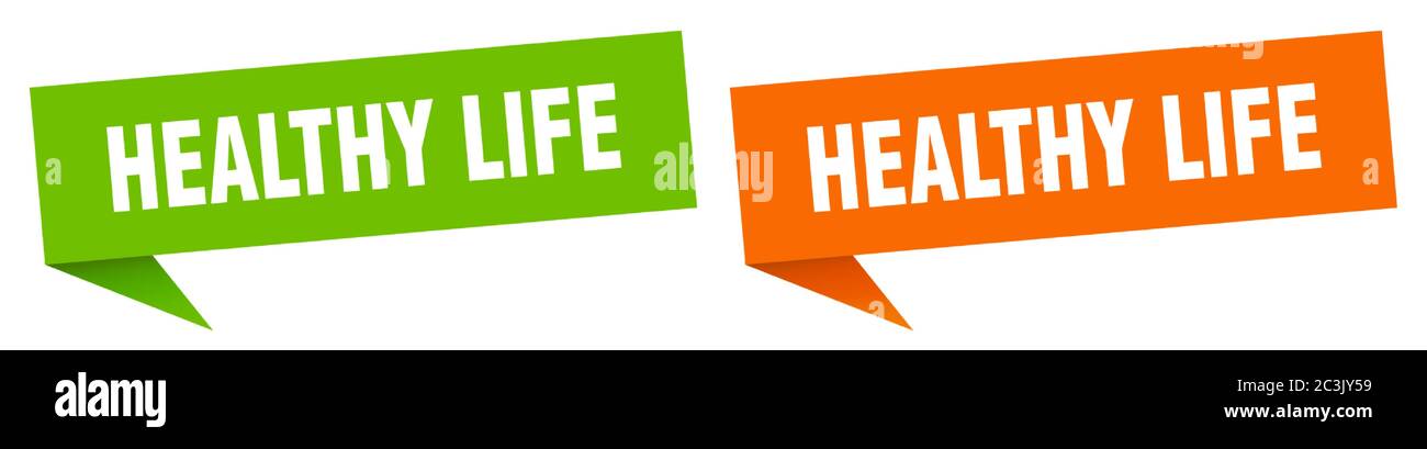 healthy life banner. healthy life speech bubble label set. healthy life ...