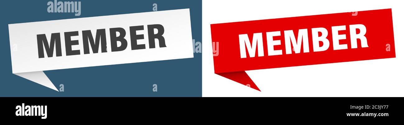 member banner. member speech bubble label set. member sign Stock Vector ...