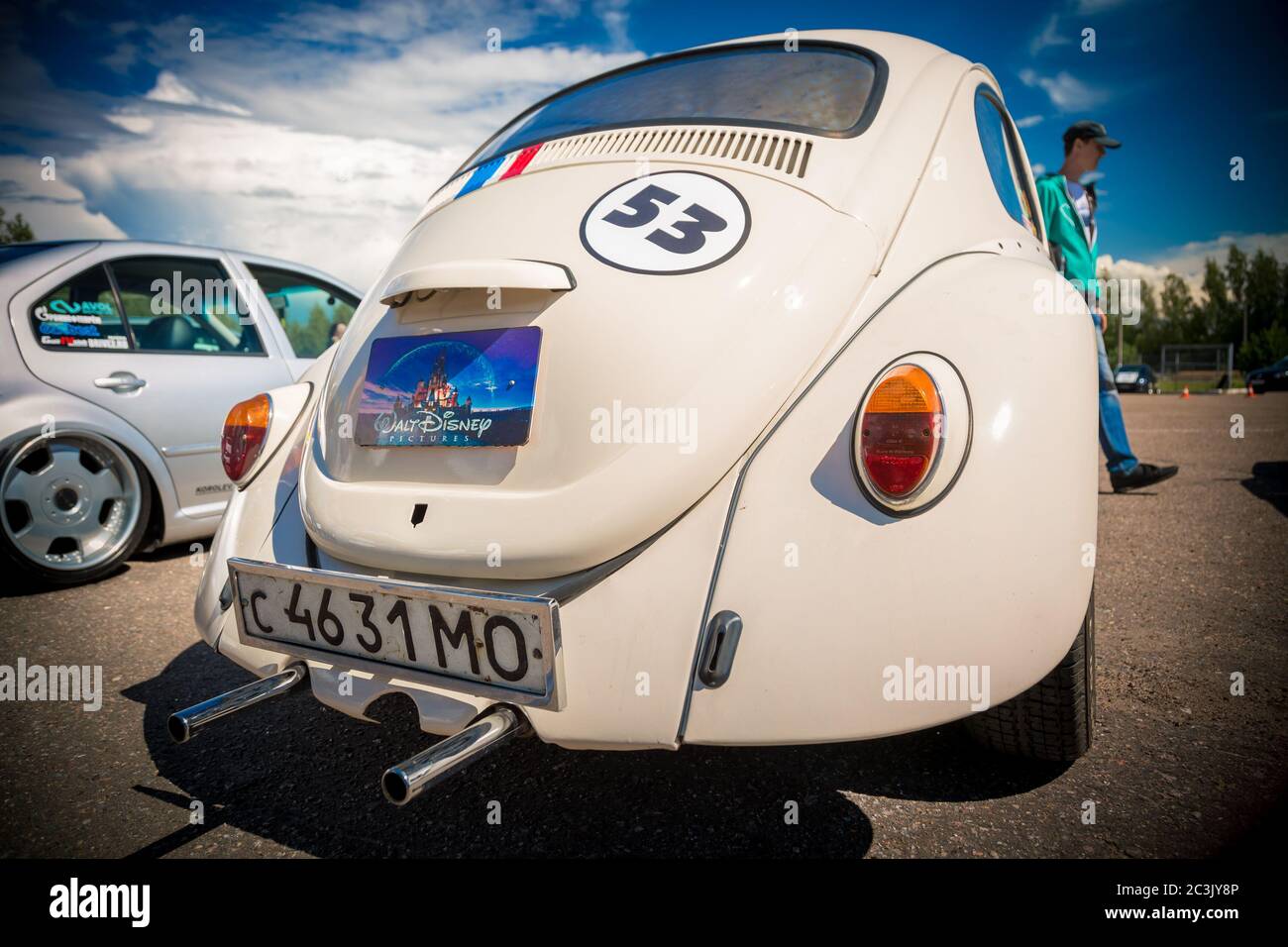 Moscow, Russia: July 06, 2019: Restored Volkswagen beetle stylized ...