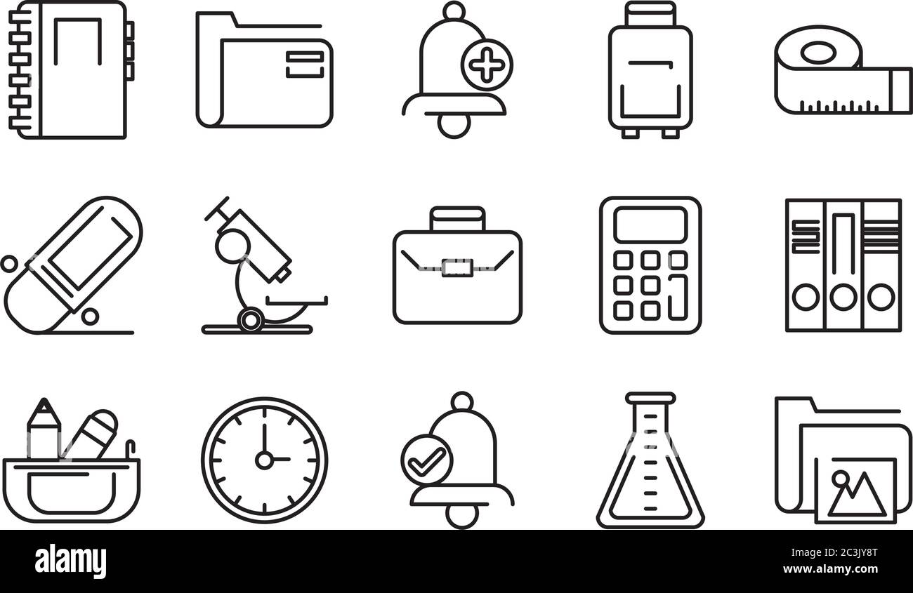 bundle of school supplies set icons vector illustration design Stock ...