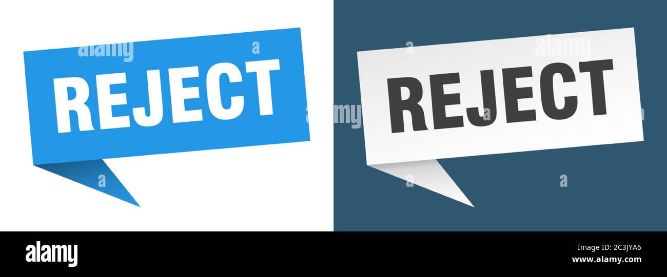 reject banner. reject speech bubble label set. reject sign Stock Vector ...