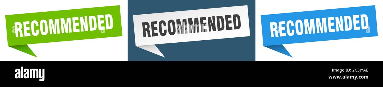 recommended banner. recommended speech bubble label set. recommended ...