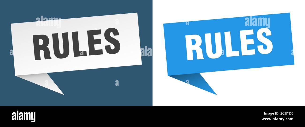 rules banner. rules speech bubble label set. rules sign Stock Vector ...