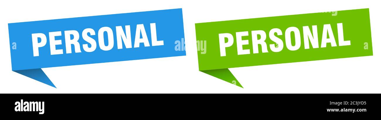 personal banner. personal speech bubble label set. personal sign Stock ...