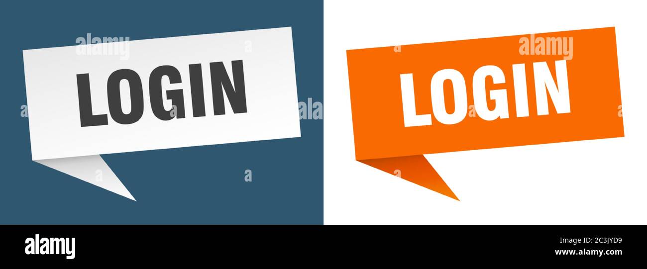 login banner. login speech bubble label set. login sign Stock Vector ...