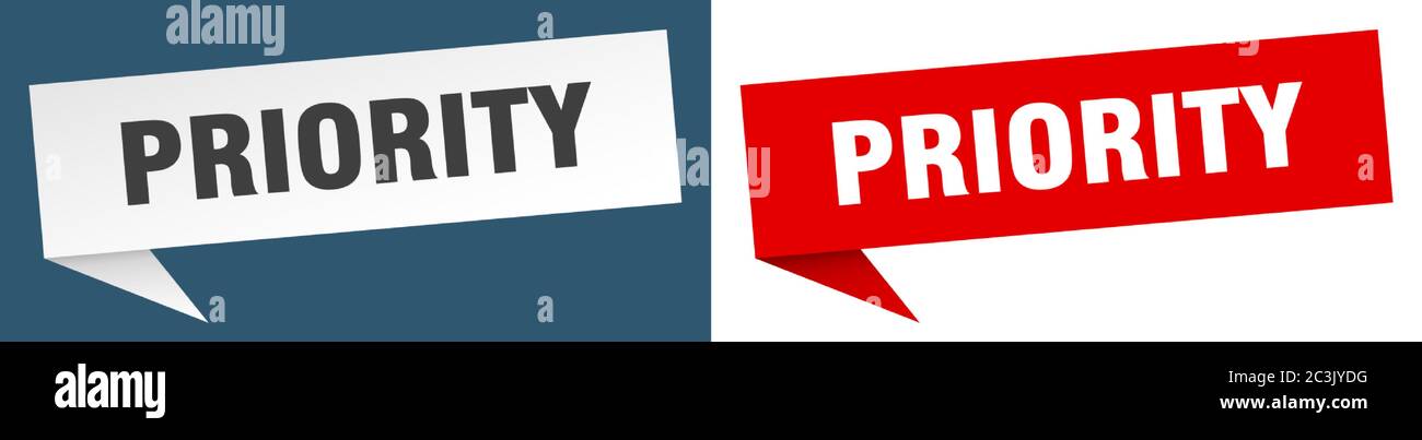 priority banner. priority speech bubble label set. priority sign Stock ...