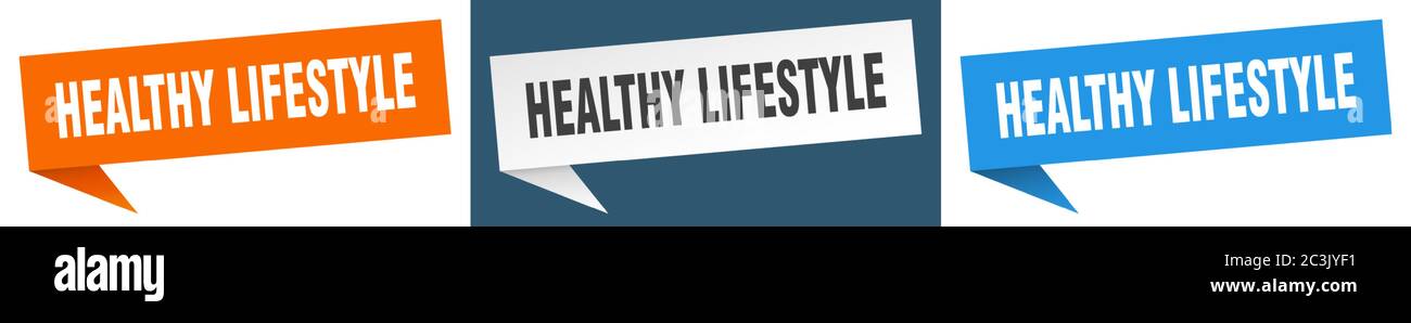 healthy lifestyle banner. healthy lifestyle speech bubble label set ...