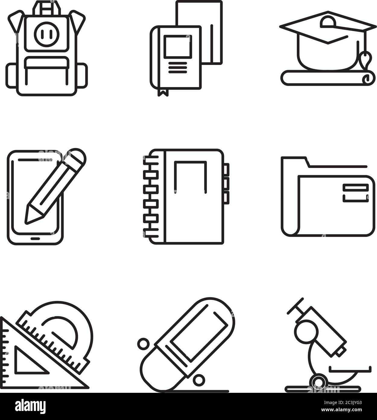 bundle of school supplies set icons vector illustration design Stock ...
