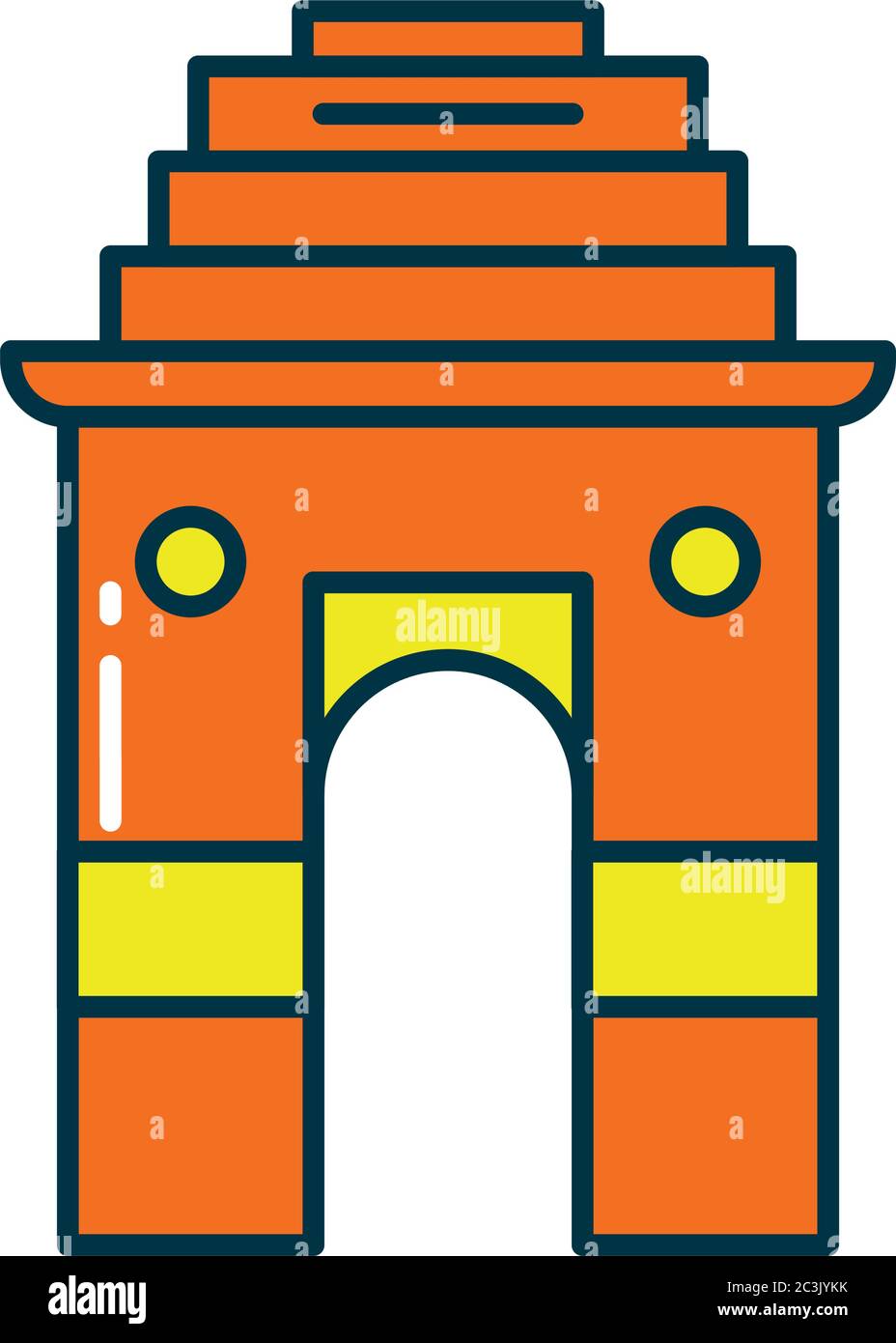 Indian gate line and fill style icon design, India culture travel and ...