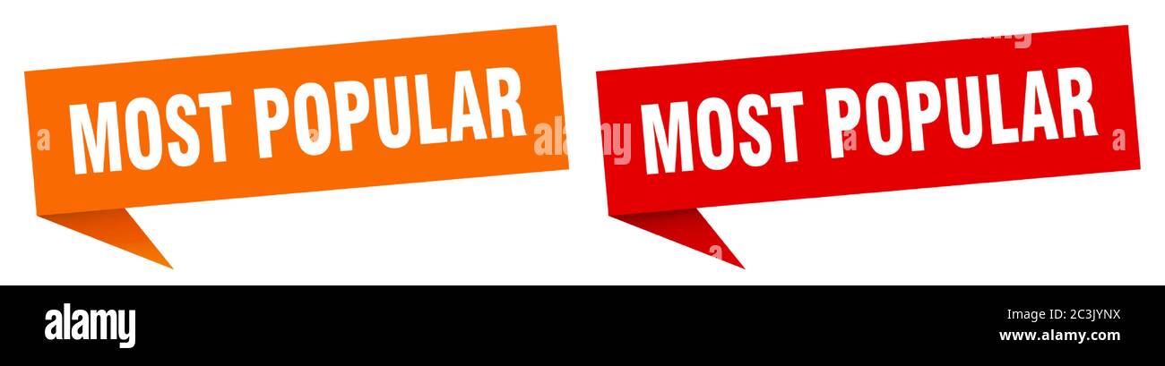 most popular banner. most popular speech bubble label set. most popular ...