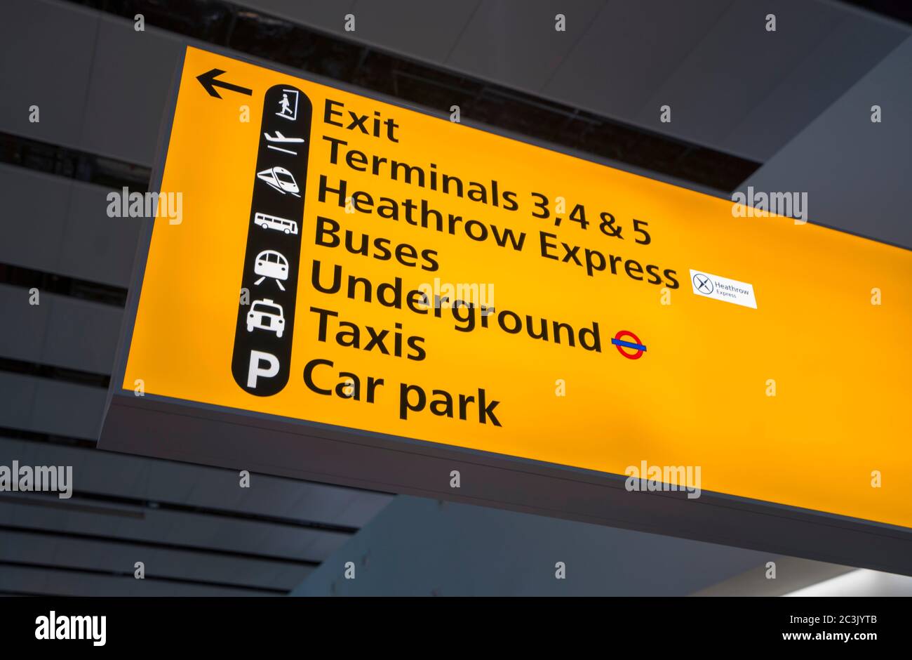 Direction signs at London Heathrow Airport - LONDON, ENGLAND ...