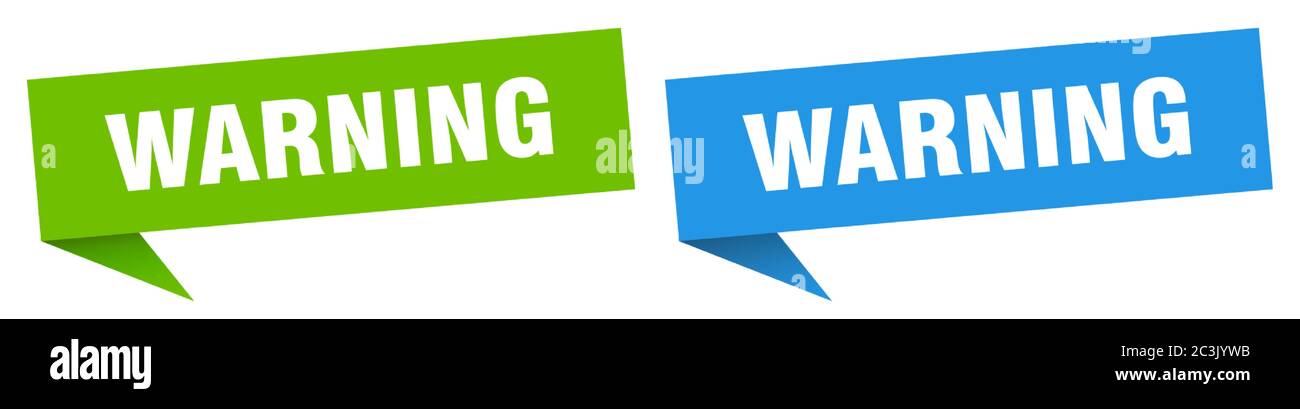 warning banner. warning speech bubble label set. warning sign Stock ...