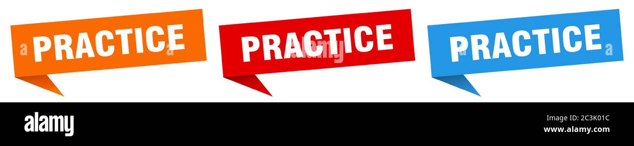 practice banner. practice speech bubble label set. practice sign Stock ...