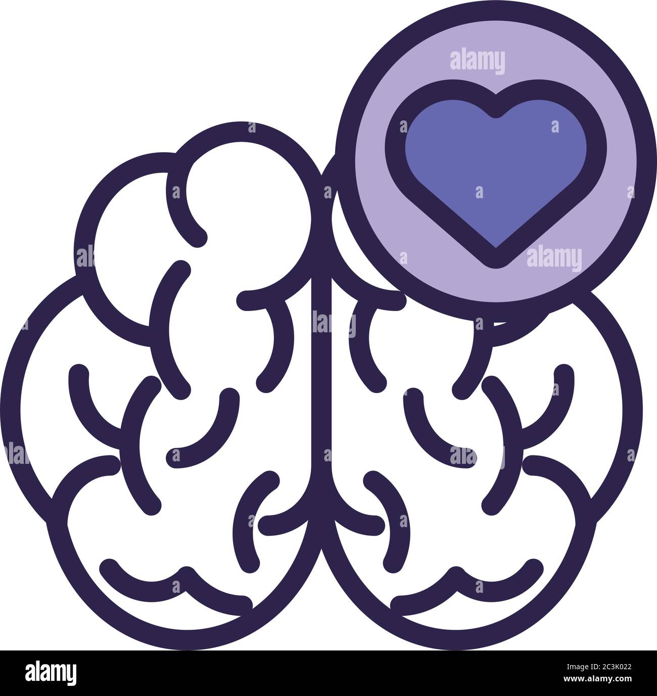brain human with heart line style icon vector illustration design Stock ...