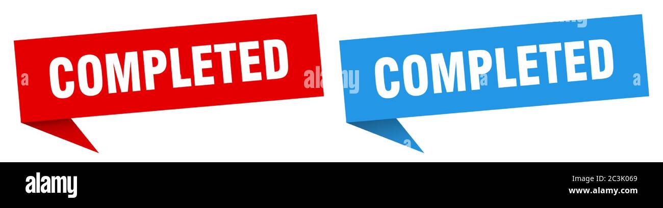 completed banner. completed speech bubble label set. completed sign Stock Vector Image & Art - Alamy
