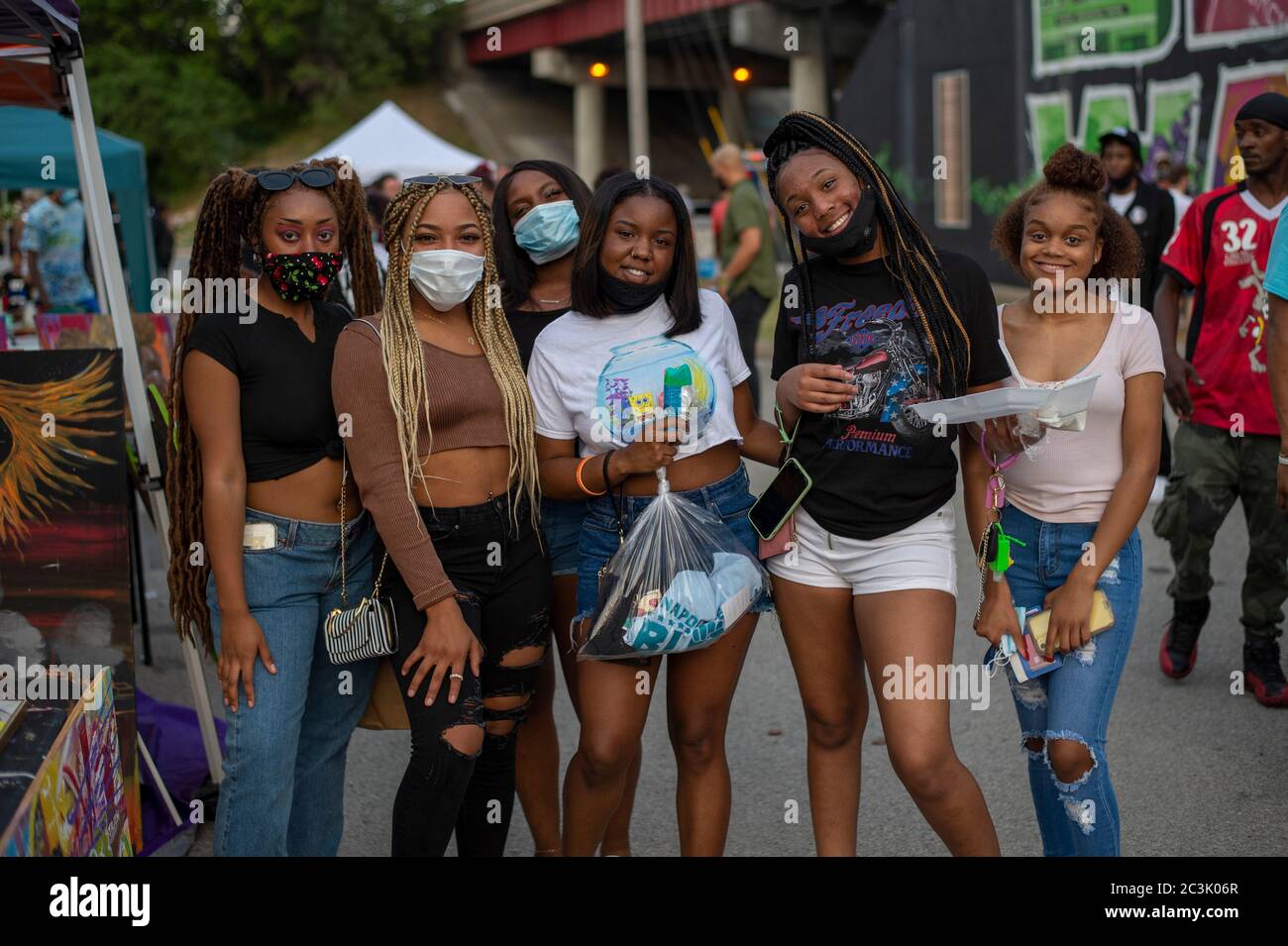 June 19, 2020, Tulsa, Oklahoma, USA: Attendees of the annual Juneteenth ...
