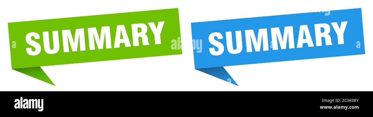 summary banner. summary speech bubble label set. summary sign Stock ...