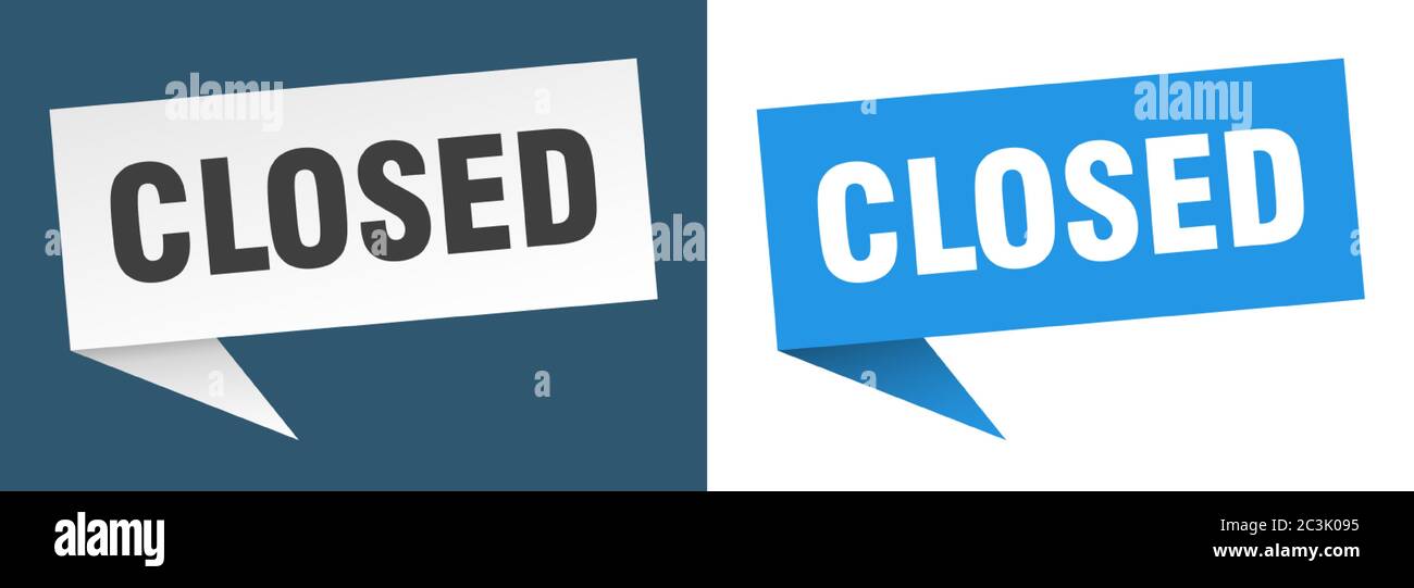 closed banner. closed speech bubble label set. closed sign Stock Vector ...