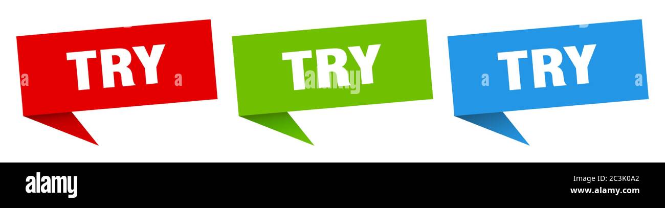 try banner. try speech bubble label set. try sign Stock Vector Image ...