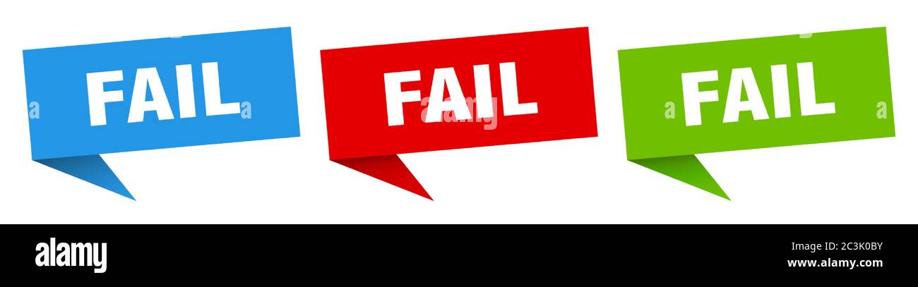 fail banner. fail speech bubble label set. fail sign Stock Vector Image ...