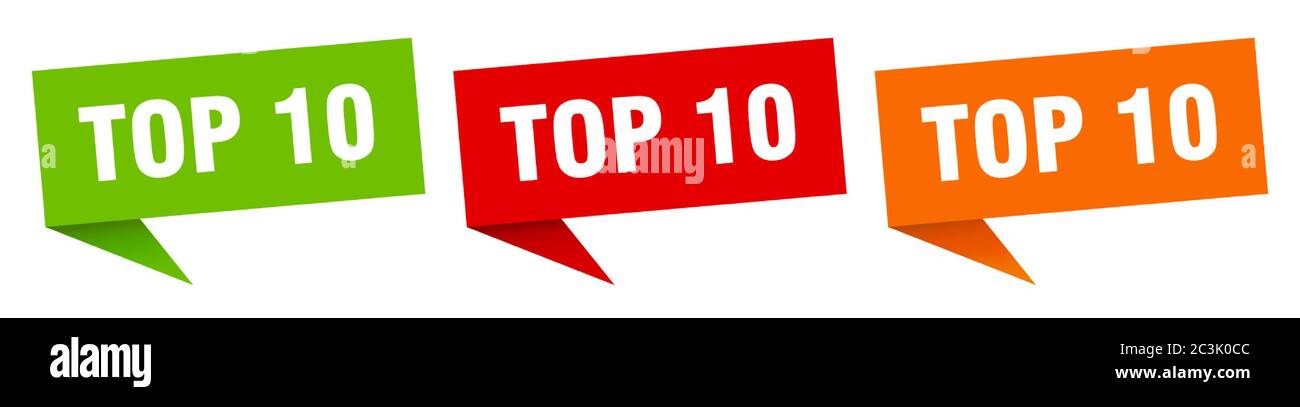 top 10 banner. top 10 speech bubble label set. top 10 sign Stock Vector ...