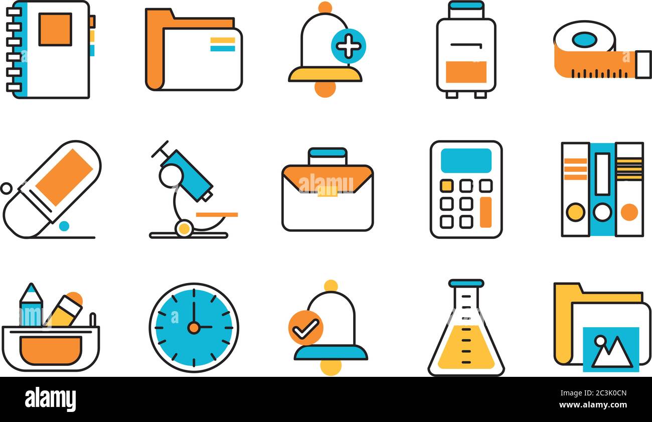 bundle of school supplies set icons vector illustration design Stock ...