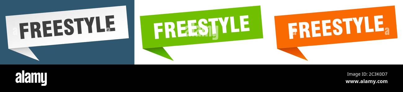 freestyle banner. freestyle speech bubble label set. freestyle sign ...