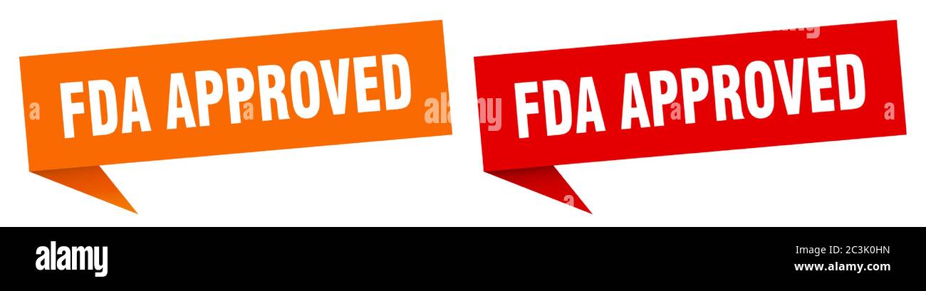 fda approved banner. fda approved speech bubble label set. fda approved ...