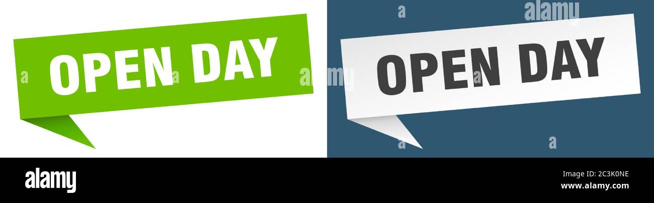 open day banner. open day speech bubble label set. open day sign Stock ...