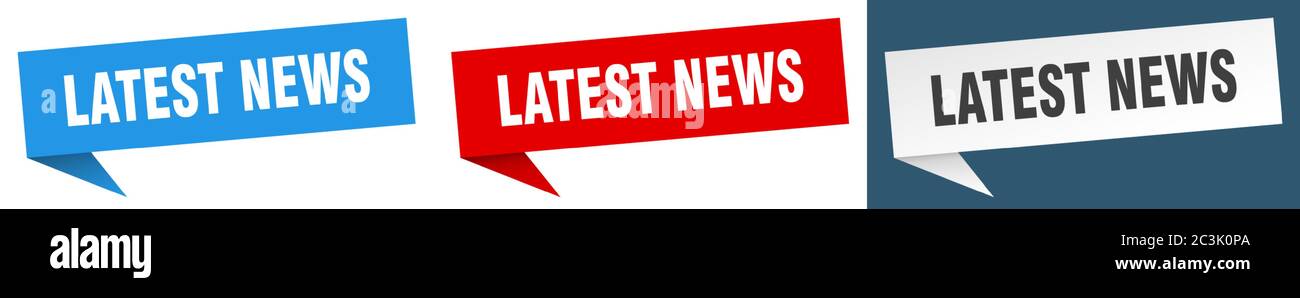 latest news banner. latest news speech bubble label set. latest news ...