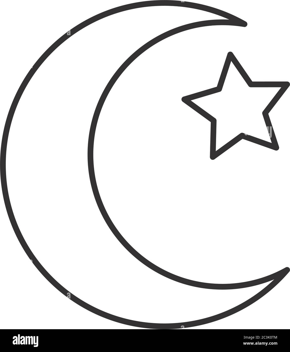 Indian moon with star line style icon design, India culture travel and ...