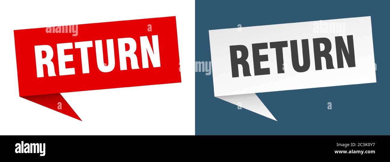 return banner. return speech bubble label set. return sign Stock Vector ...