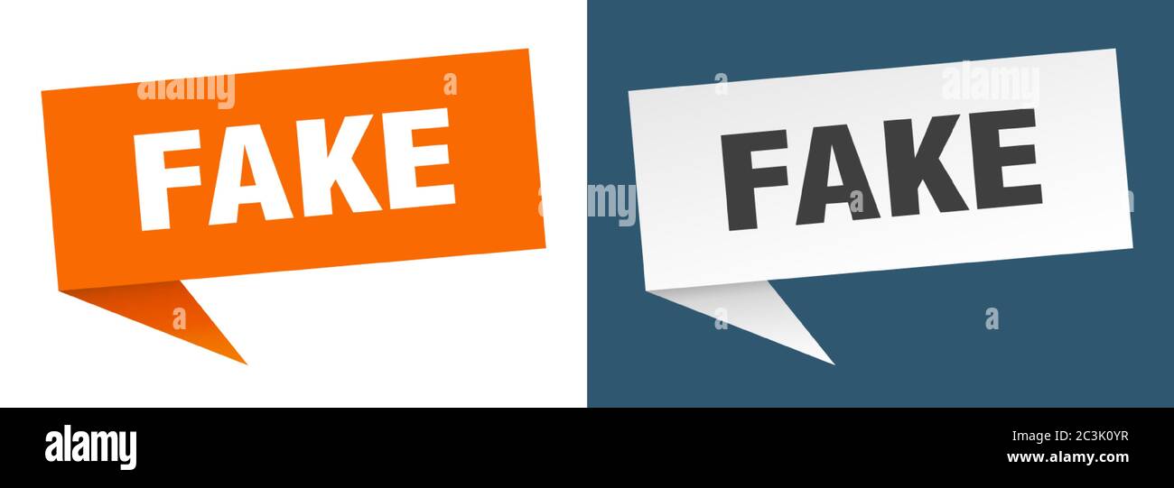 fake banner. fake speech bubble label set. fake sign Stock Vector Image ...