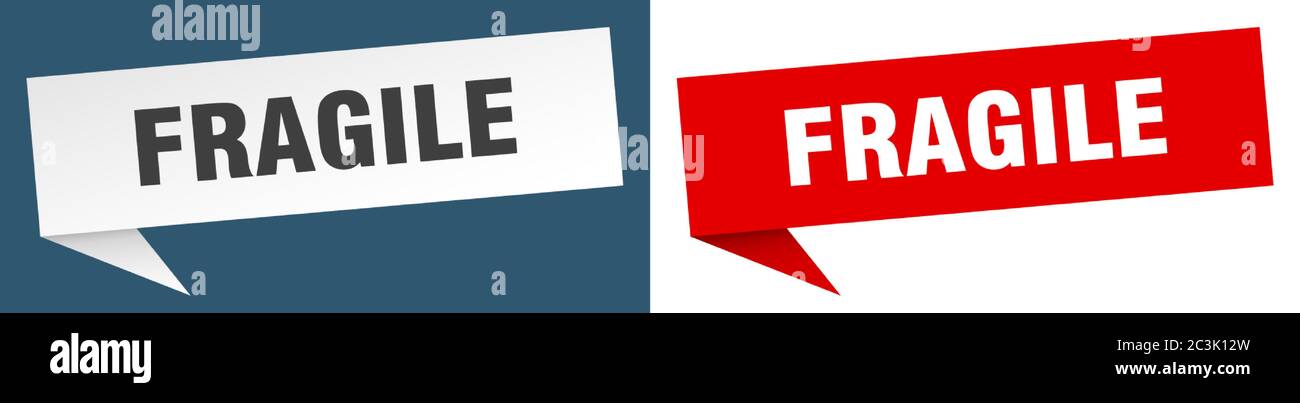 fragile banner. fragile speech bubble label set. fragile sign Stock ...