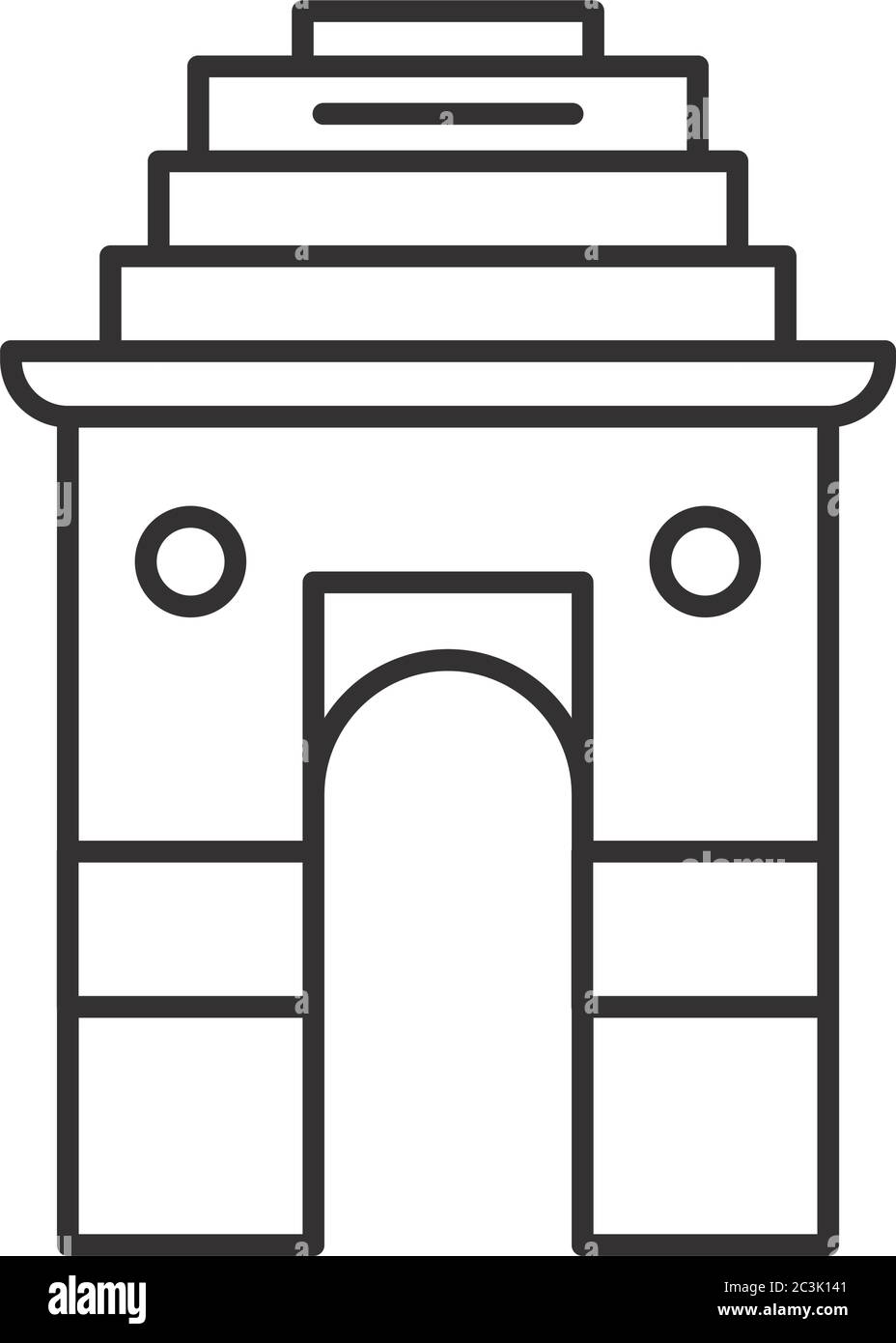 Indian gate line style icon design, India culture travel and asia theme ...