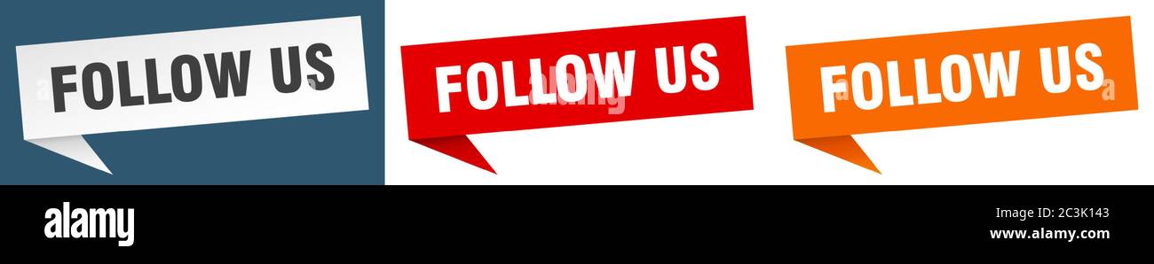 follow us banner. follow us speech bubble label set. follow us sign ...