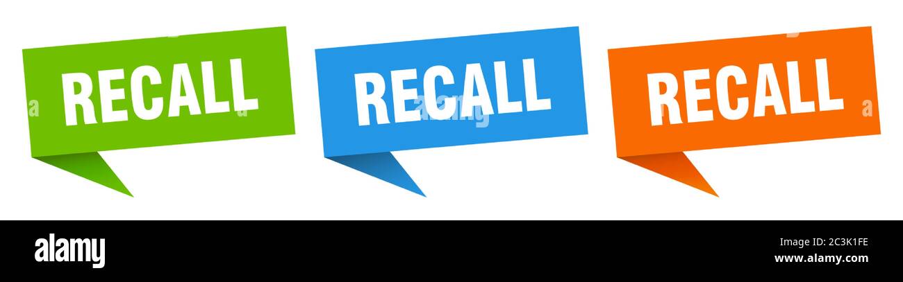 recall banner. recall speech bubble label set. recall sign Stock Vector ...