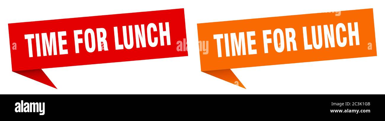 time for lunch banner. time for lunch speech bubble label set. time for ...