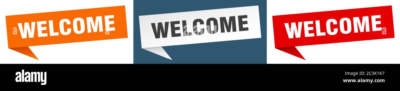 welcome banner. welcome speech bubble label set. welcome sign Stock ...