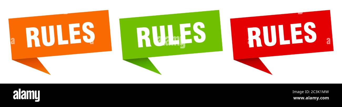 rules banner. rules speech bubble label set. rules sign Stock Vector ...