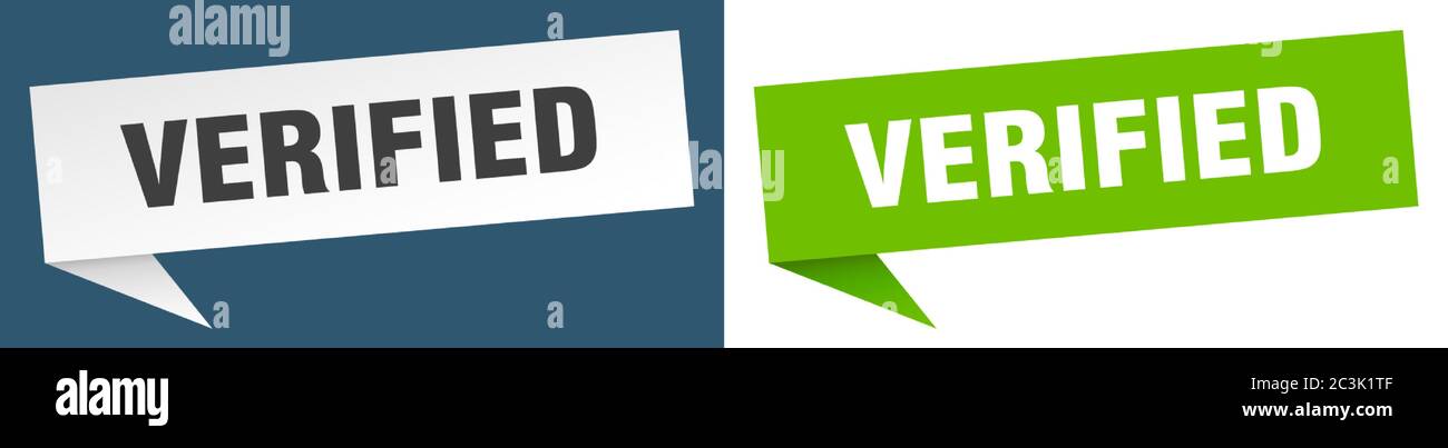 verified banner. verified speech bubble label set. verified sign Stock ...
