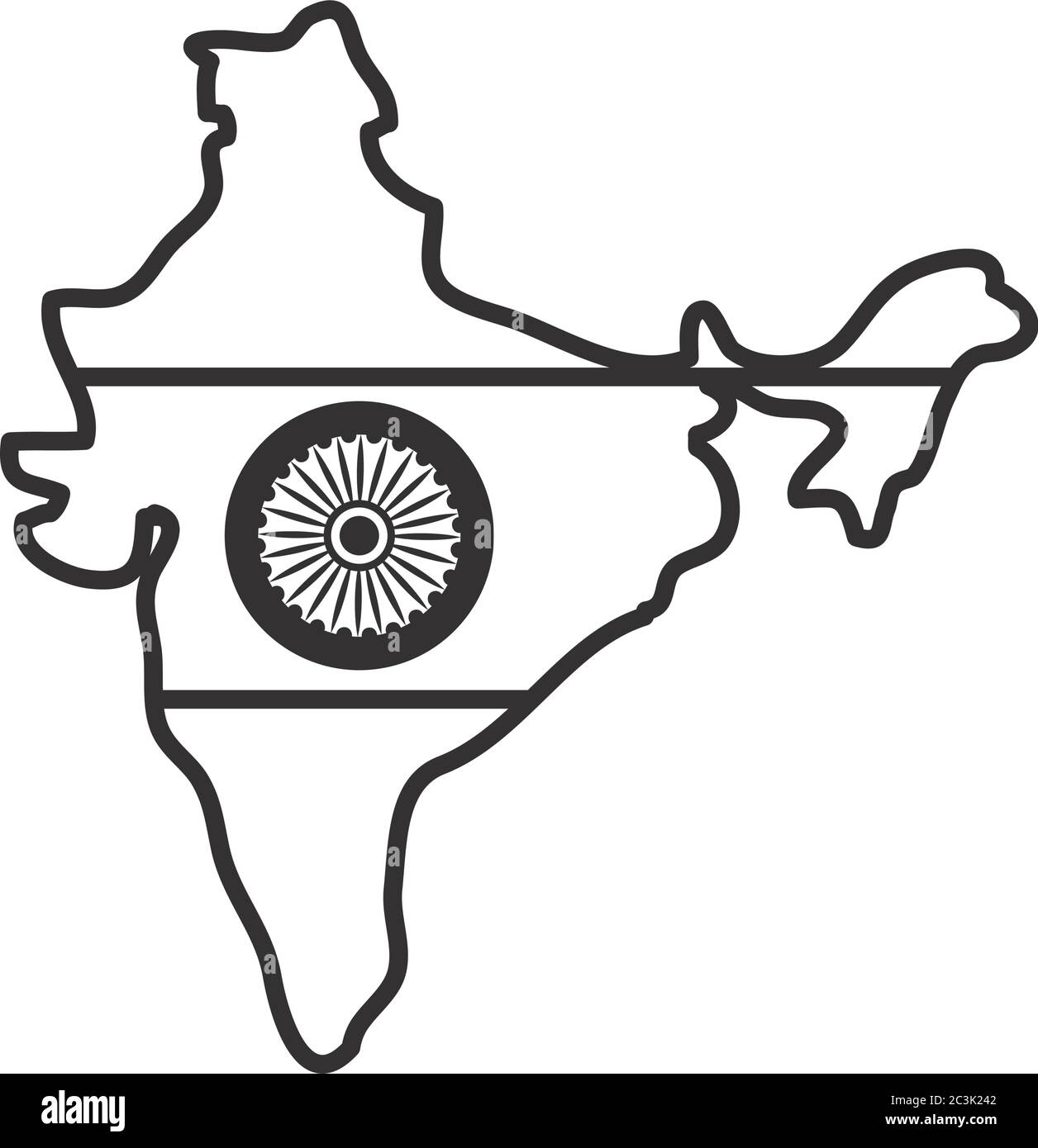 Map Of India Black and White Stock Photos & Images - Alamy
