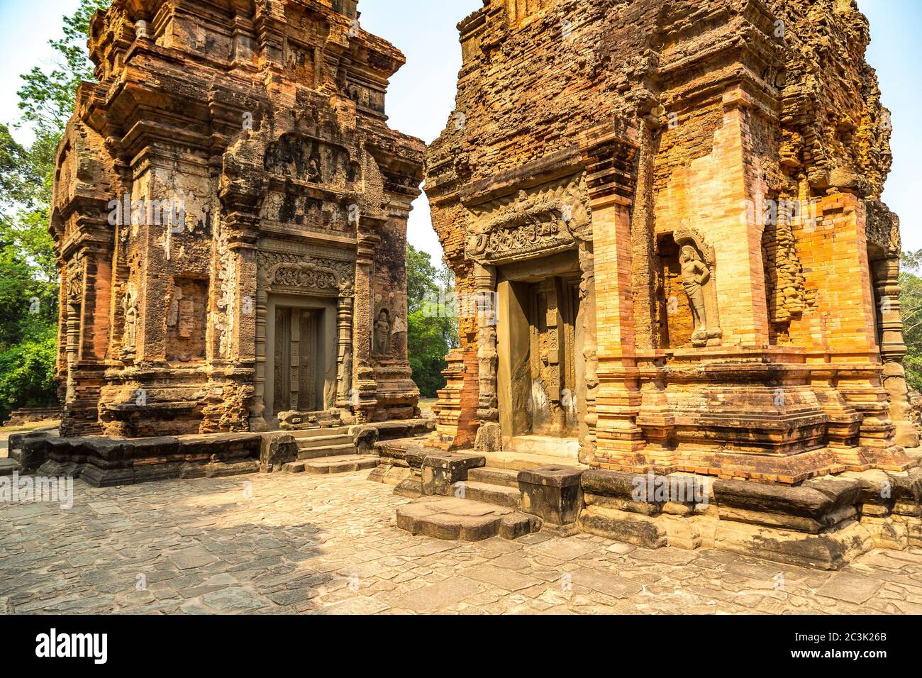 Preah Ko temple in complex Angkor Wat in Siem Reap, Cambodia in a ...