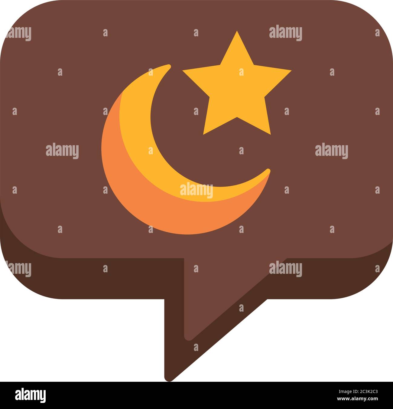 speech bubble with moon night and star flat style vector illustration ...